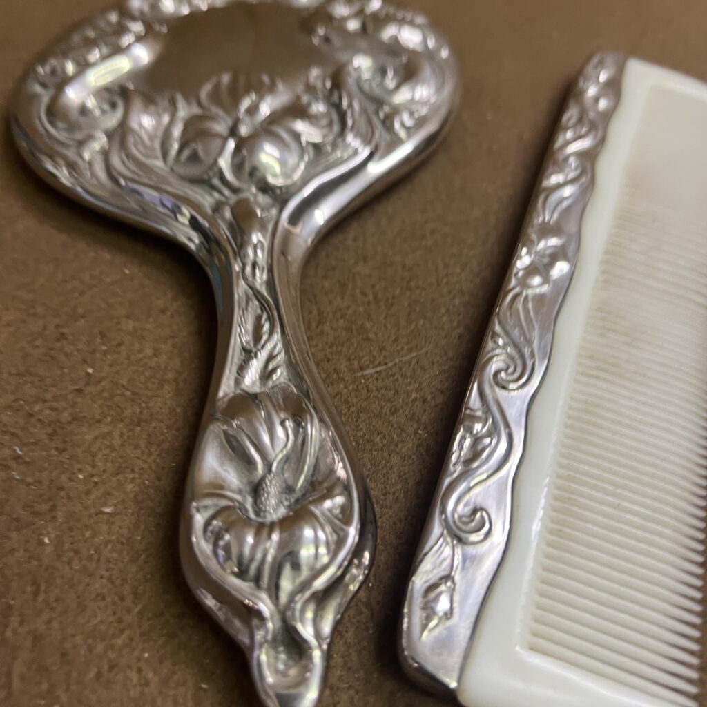 An Art Nouveau dressing table set - South Perth Antiques & Collectables